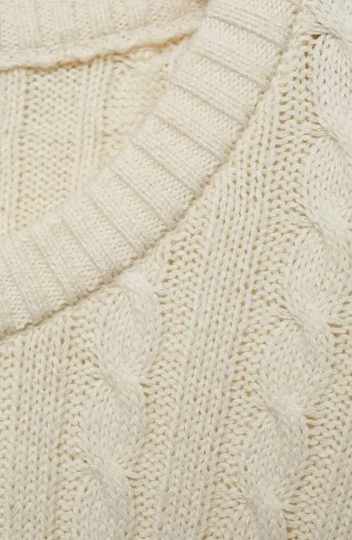 Mango Cable Stitch Cotton-blend Crewneck Sweater - Off White