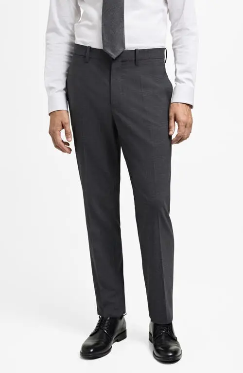Mango Prince Of Wales Check Super Slim Fit Stretch Trousers
