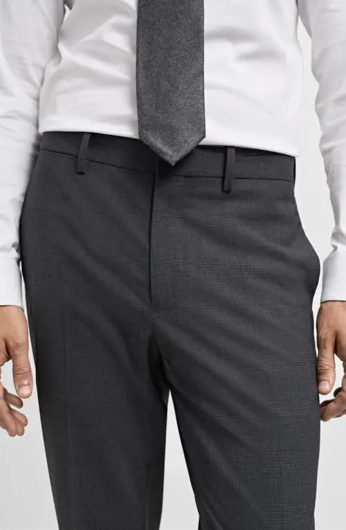 Mango Prince Of Wales Check Super Slim Fit Stretch Trousers
