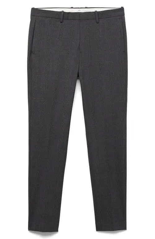 Mango Prince Of Wales Check Super Slim Fit Stretch Trousers