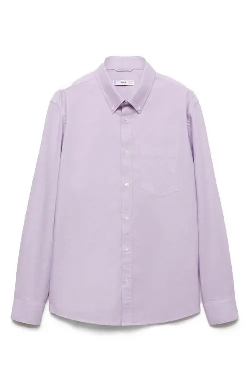 Mango Regular Fit Oxford Button-down Shirt - Violet