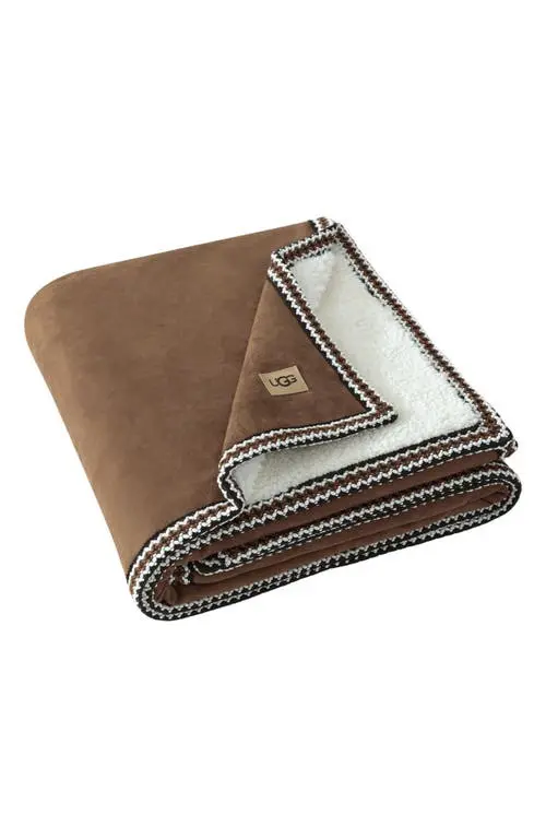 UGG Kirkwood Braid Trim Throw Blanket - Chai Spice