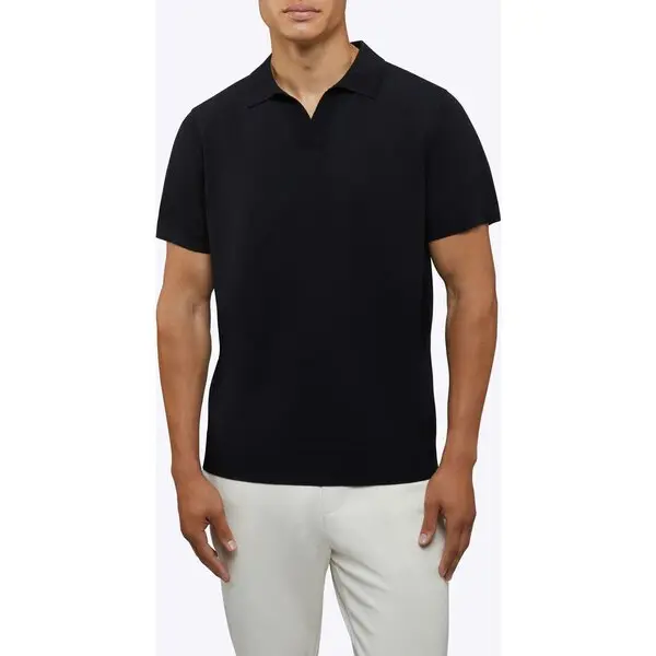 CUTS Istanbul Johnny Collar Cotton Bend Polo - Black