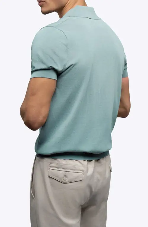 CUTS Istanbul Johnny Collar Cotton Bend Polo - Isle Blue