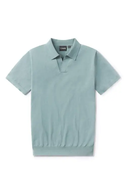 CUTS Istanbul Johnny Collar Cotton Bend Polo - Isle Blue