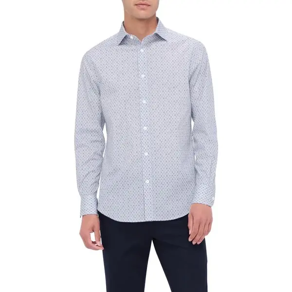 Bugatchi Axel Shaped Fit Diamond Check Stretch Button-up Shirt