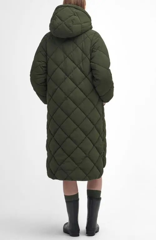 Barbour Kirkton Longline Puffer Coat - Olive/ancient