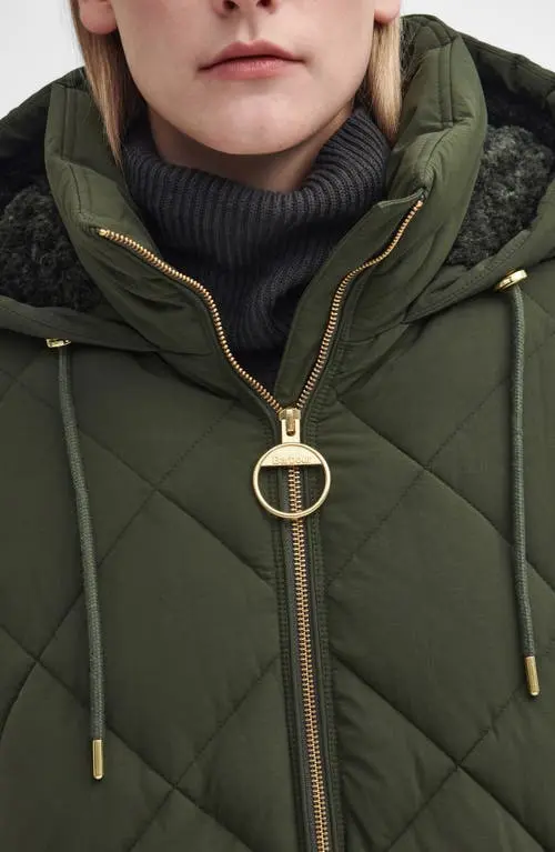 Barbour Kirkton Longline Puffer Coat - Olive/ancient