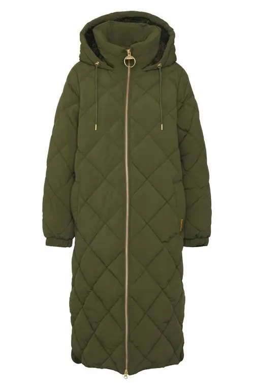 Barbour Kirkton Longline Puffer Coat - Olive/ancient