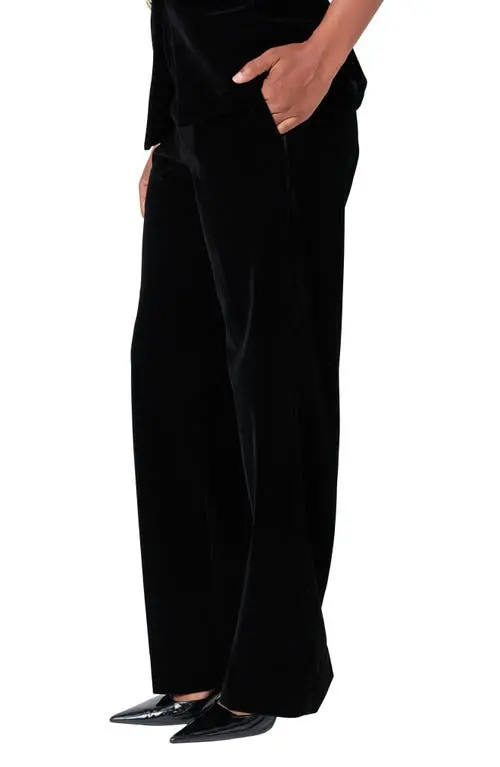 Endless Rose High Waist Velvet Wide Leg Pants - Black