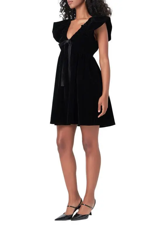Endless Rose Satin Bow Velvet Minidress