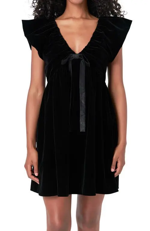 Endless Rose Satin Bow Velvet Minidress