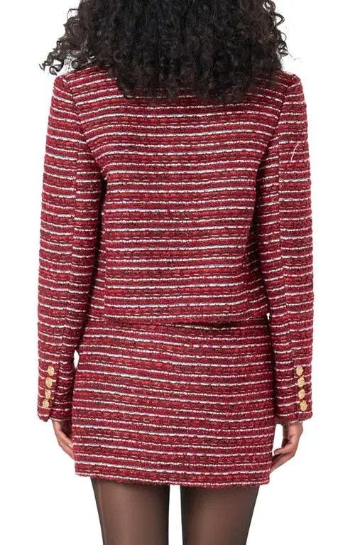 Endless Rose Stripe Tweed Jacket - Cranberry