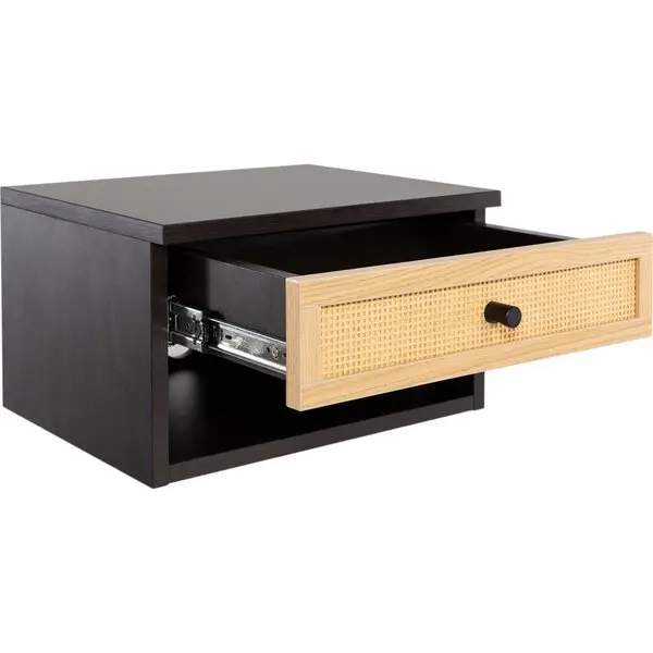 JONATHAN Y Celerie Bohemian Wall Mounted Floating Nightstand - Black/light Oak