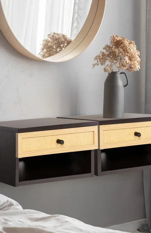 JONATHAN Y Celerie Bohemian Wall Mounted Floating Nightstand