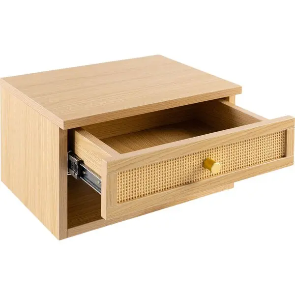 JONATHAN Y Celerie Bohemian Wall Mounted Floating Nightstand - Light Oak