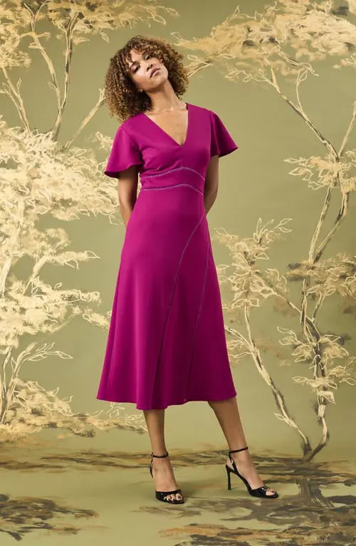 Maggy London Lattice Detail Midi Dress In Audacious Orchid - 40% Off |  Editorialist