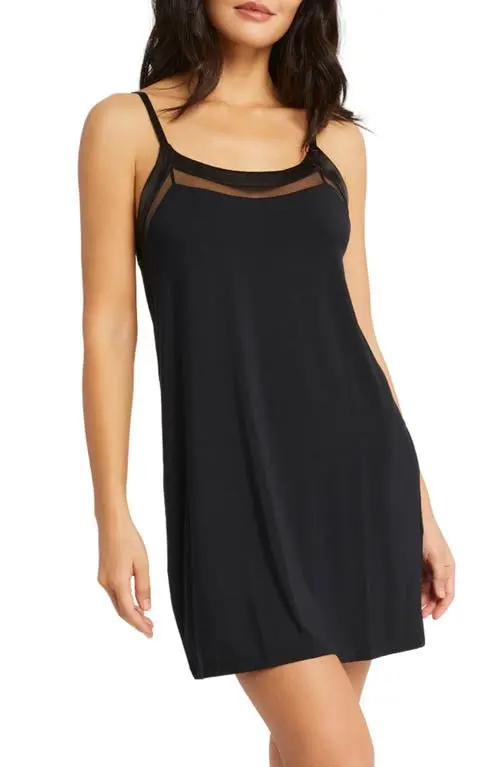 Fleur't Tuxedo Slip Chemise - Black