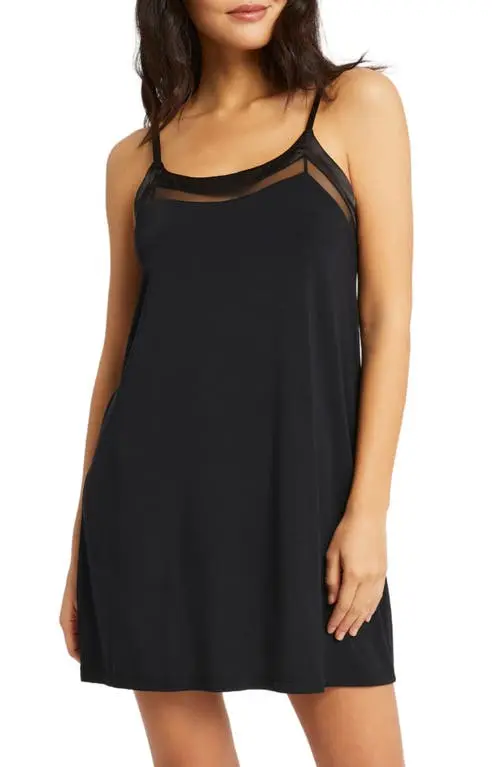 Fleur't Tuxedo Slip Chemise - Black