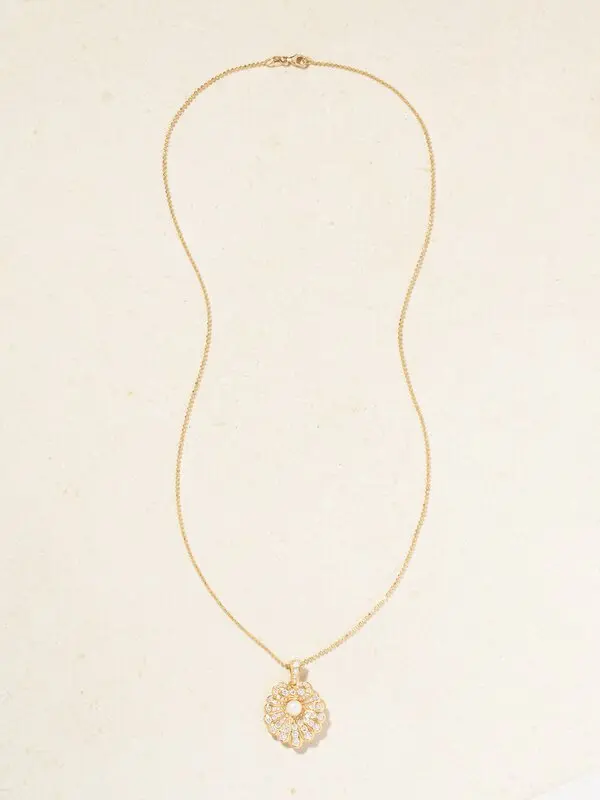 ANITA KO 18-karat Diamond And Pearl Pendant Necklace - Gold