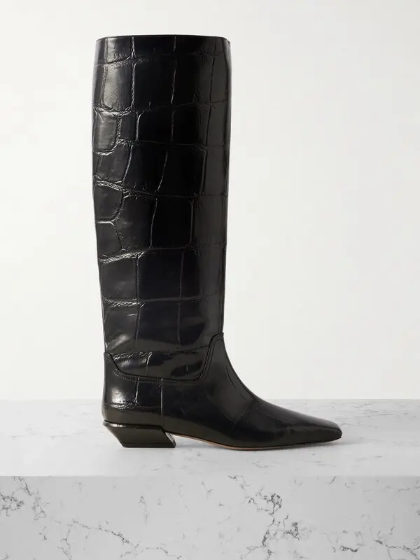 Paris Texas Bettina Croc-effect Leather Knee Boots