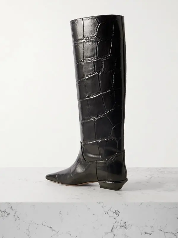 Paris Texas Bettina Croc-effect Leather Knee Boots