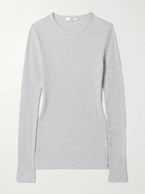 AGOLDE Delphi Ribbed Jersey Top - Gray