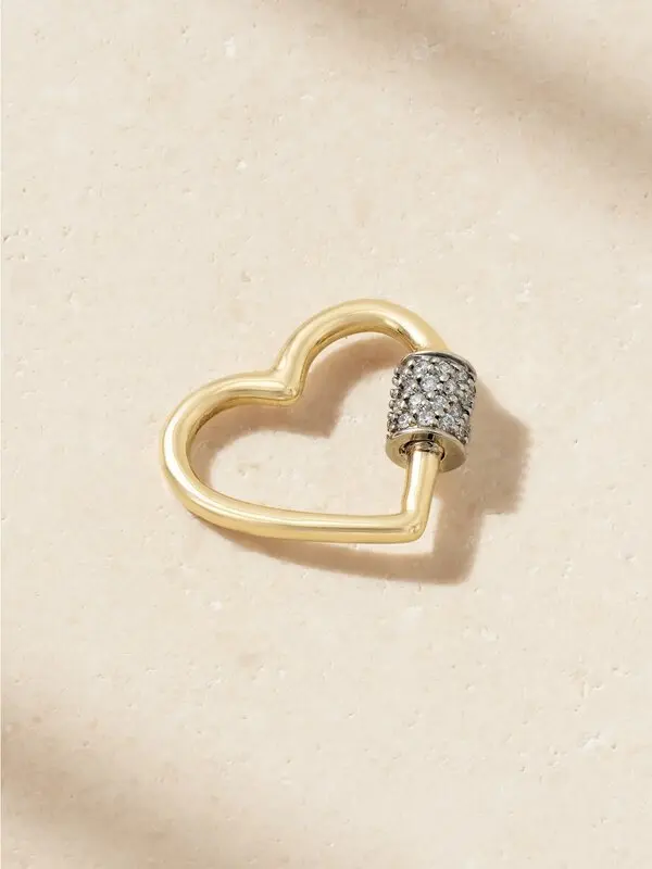 MARLA AARON Stoned Baby Heartlock 14-karat Diamond Pendant - Gold