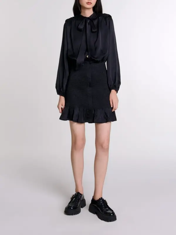 Maje Viscose Short Smocked Dress - Black