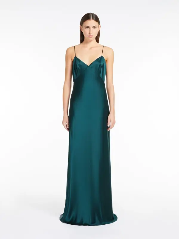 slim fit dress slacks Silk Slip Dress in Deep Olive – Shibumi main image 1