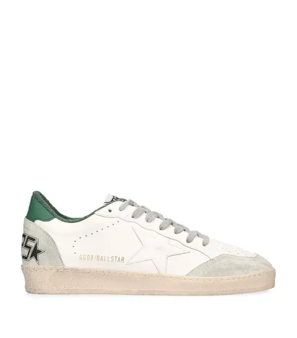 GOLDEN GOOSE Ballstar Leather Sneakers With Star Appliqu