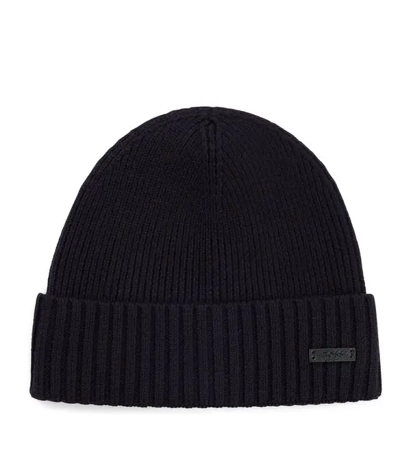 BOSS Virgin Wool Logo Beanie - Blue
