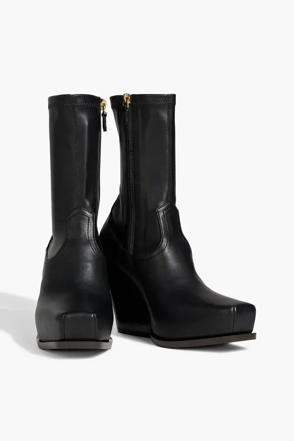 Stella McCartney Leather Cowboy Ankle Boots - Black