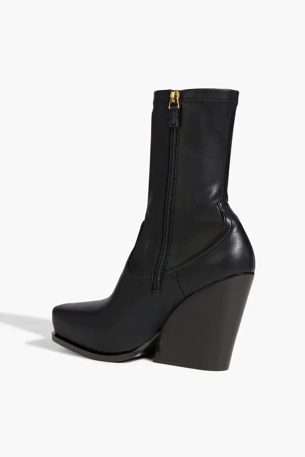 Stella McCartney Leather Cowboy Ankle Boots - Black