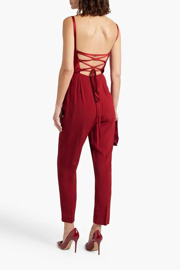 Max Mara Lace-up Jumpsuit - Claret