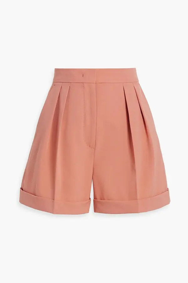 Max Mara Pleated Wool-blend Twill Shorts