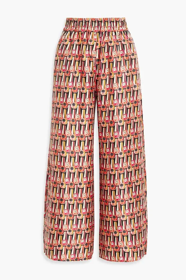 Max Mara Printed Silk-twill Wide-leg Pants