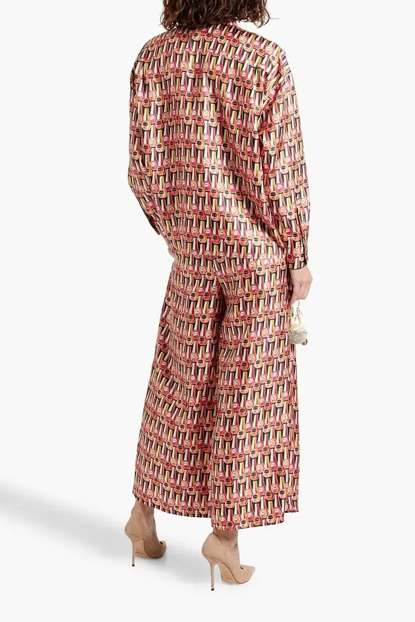 Max Mara Printed Silk-twill Wide-leg Pants