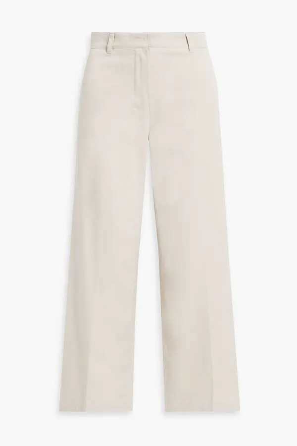 Max Mara Cotton-twill Wide-leg Pants - Beige