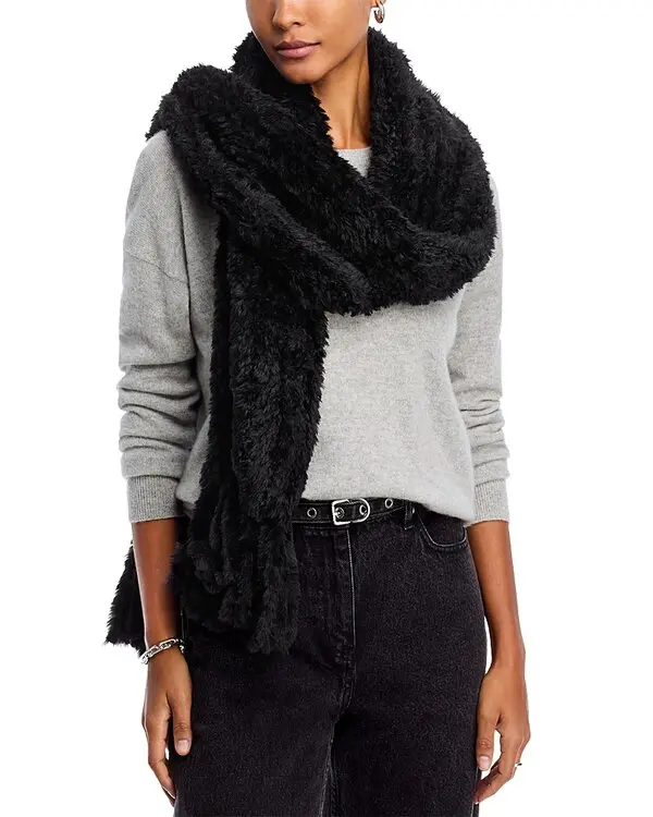 Echo Plush Faux Fur Scarf - Black