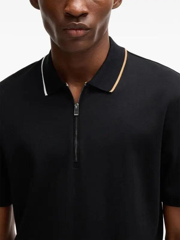 BOSS Half-zip Interlock-weave Polo Shirt