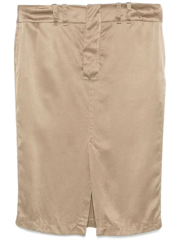 Saint Laurent Silk Pencil Skirt - Neutrals