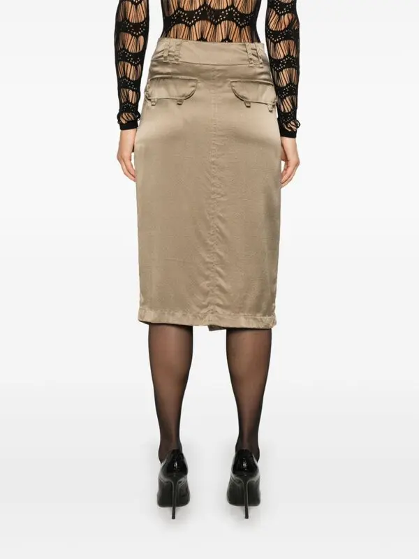 Saint Laurent Silk Pencil Skirt - Neutrals