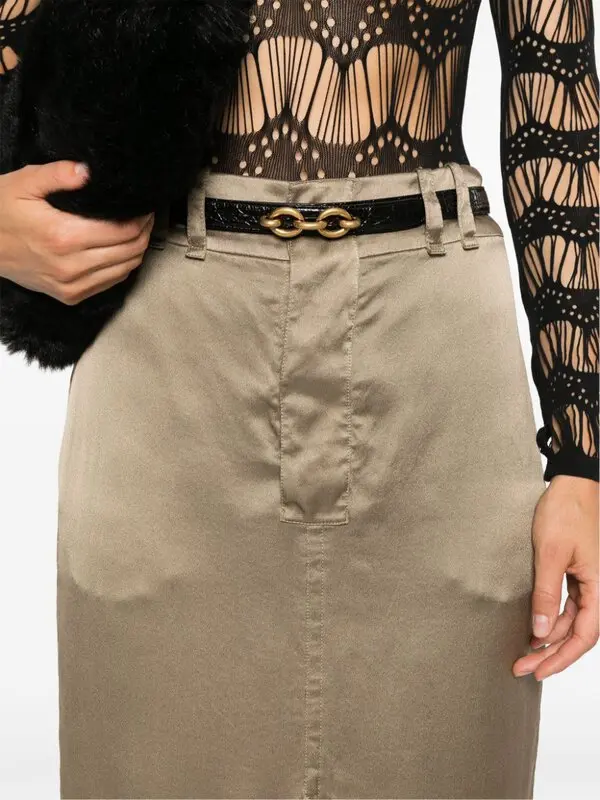 Saint Laurent Silk Pencil Skirt - Neutrals