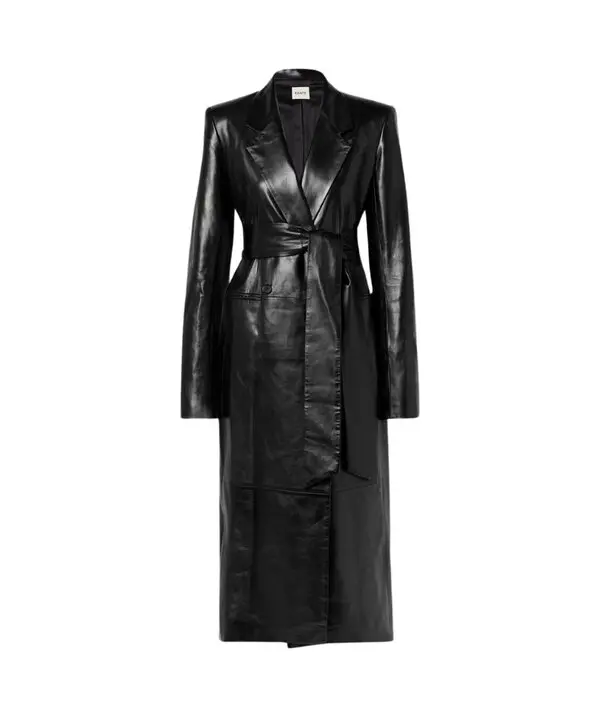 Khaite Lolo Belted Leather Coat