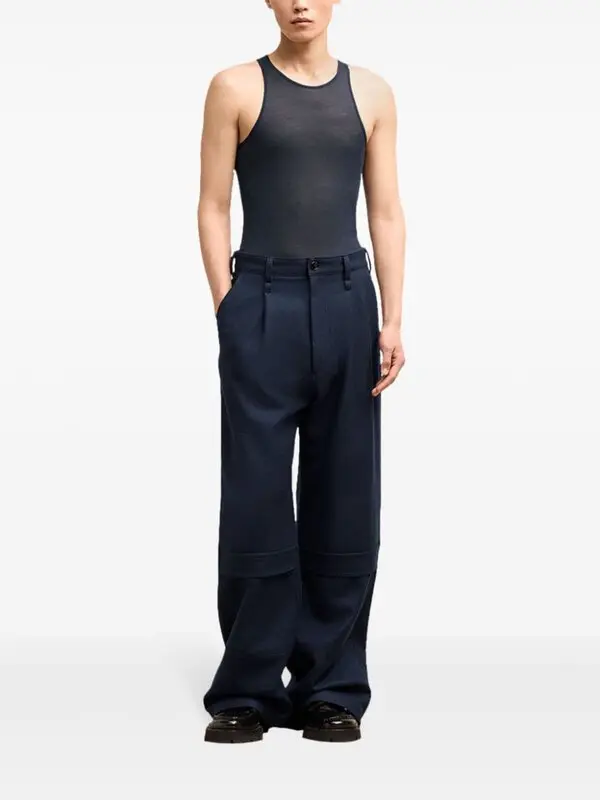 AMI Paris Pleated Wide Leg Trousers