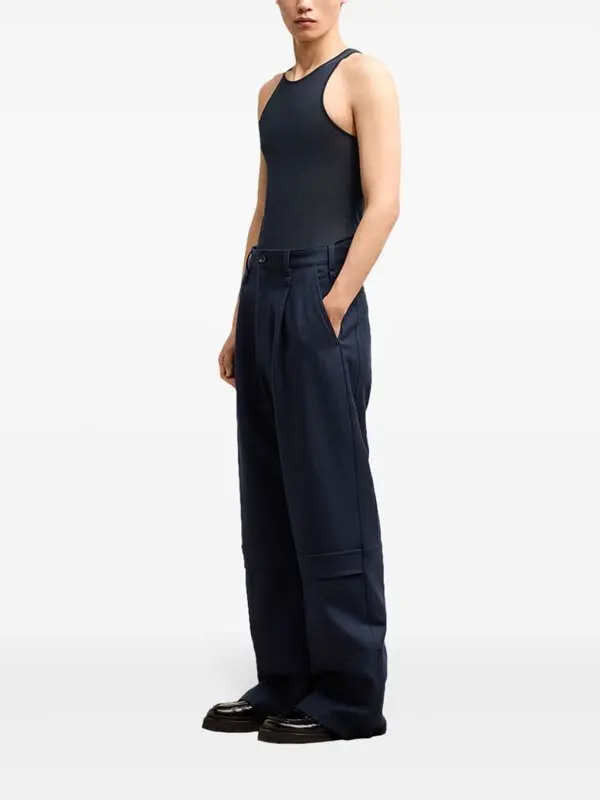 AMI Paris Pleated Wide Leg Trousers