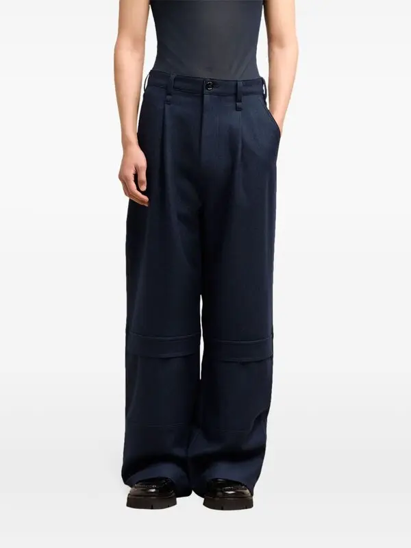 AMI Paris Pleated Wide Leg Trousers