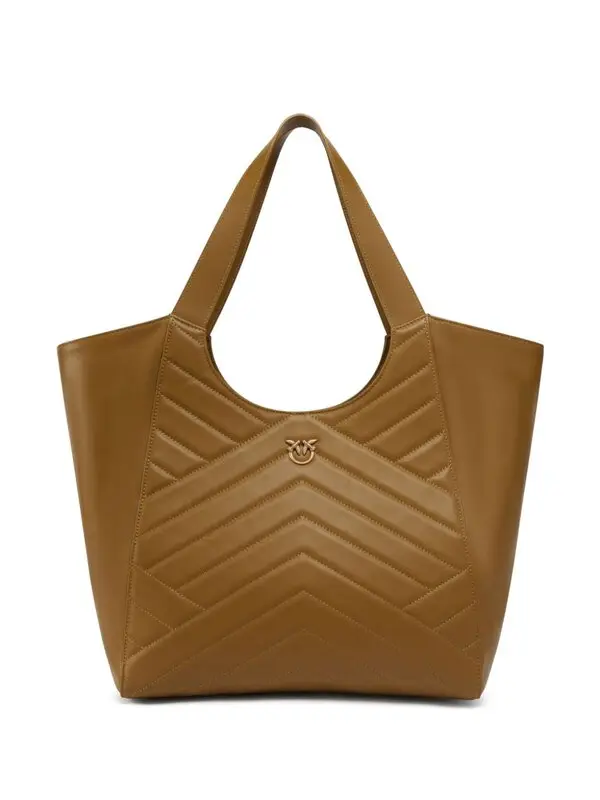 Pinko Chevron-quilted Leather Tote Bag - Brown