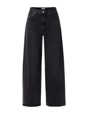 AGOLDE Low Curve Mid-rise Wide-leg Jeans - Black